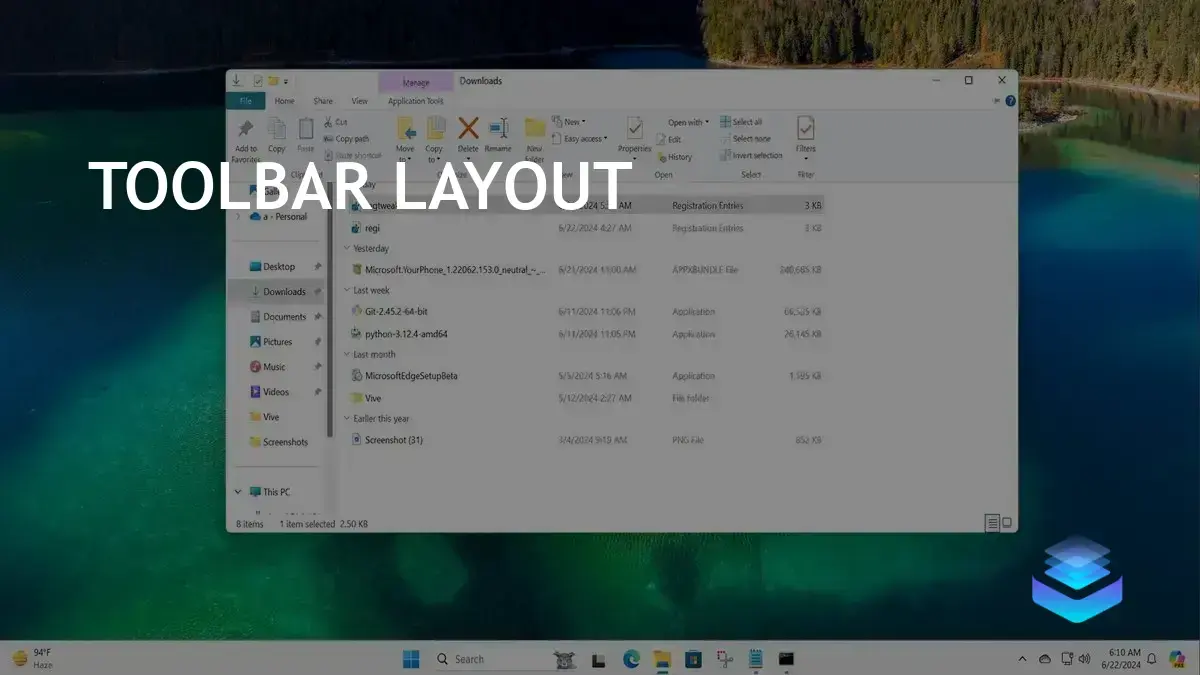 Users Can Customize File Explorer Toolbar Layout via Registry Changes